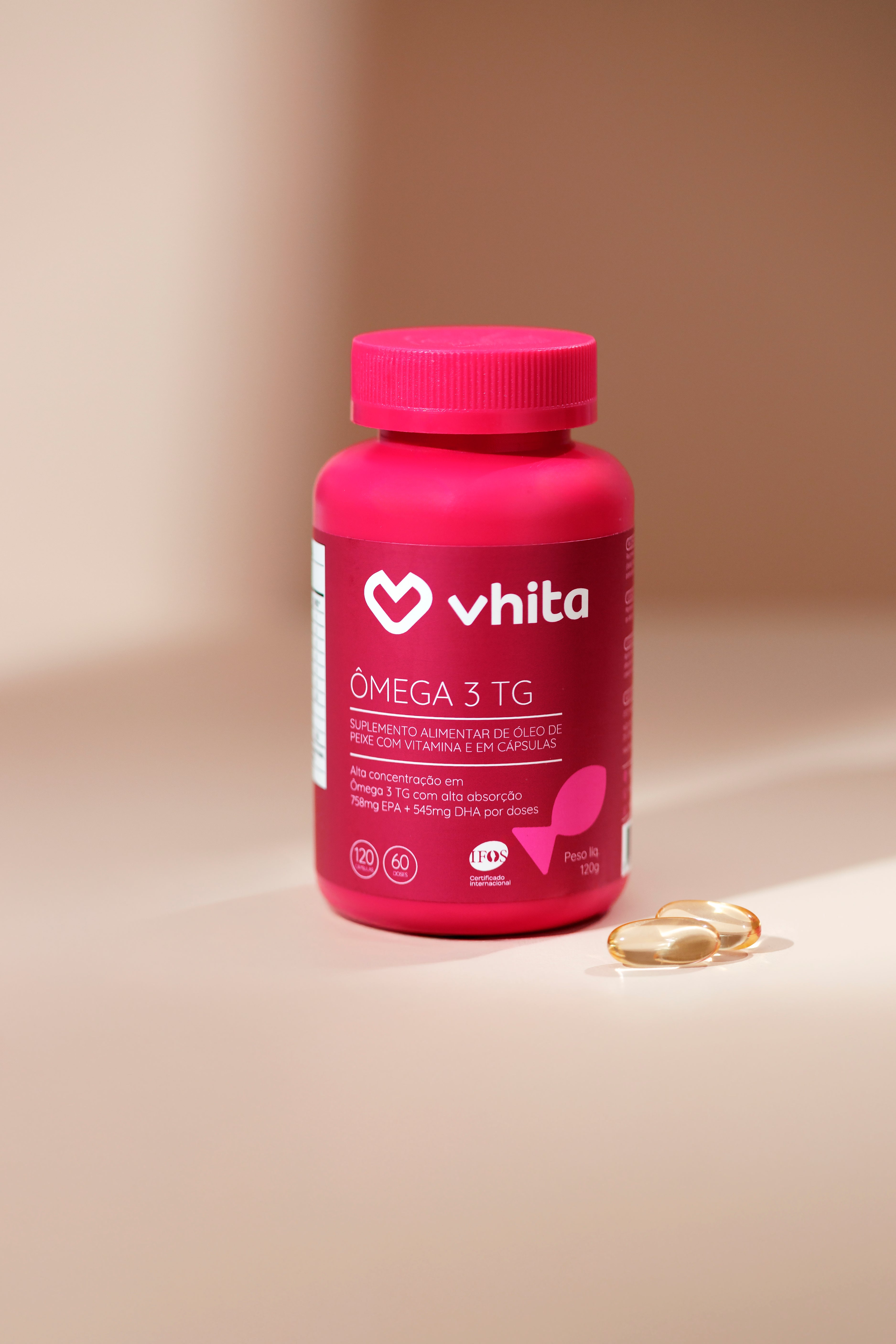 Ômega 3 TG 1000mg com selo IFOS: EPA e DHA + Vitamina E | Vhita